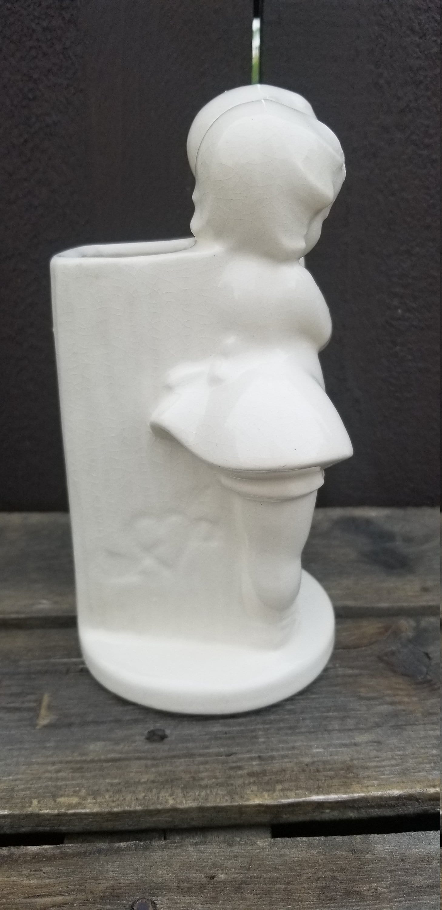 Vintage Cameron Clay Products boy & girl planter white | Etsy