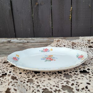 Vintage Scio Pottery Co hazel Pattern Cabbage Rose Oval Serving Platter ...