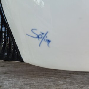 Vintage Goebel Porcelain Cat, Persian Black White and Pink, Signed by ...