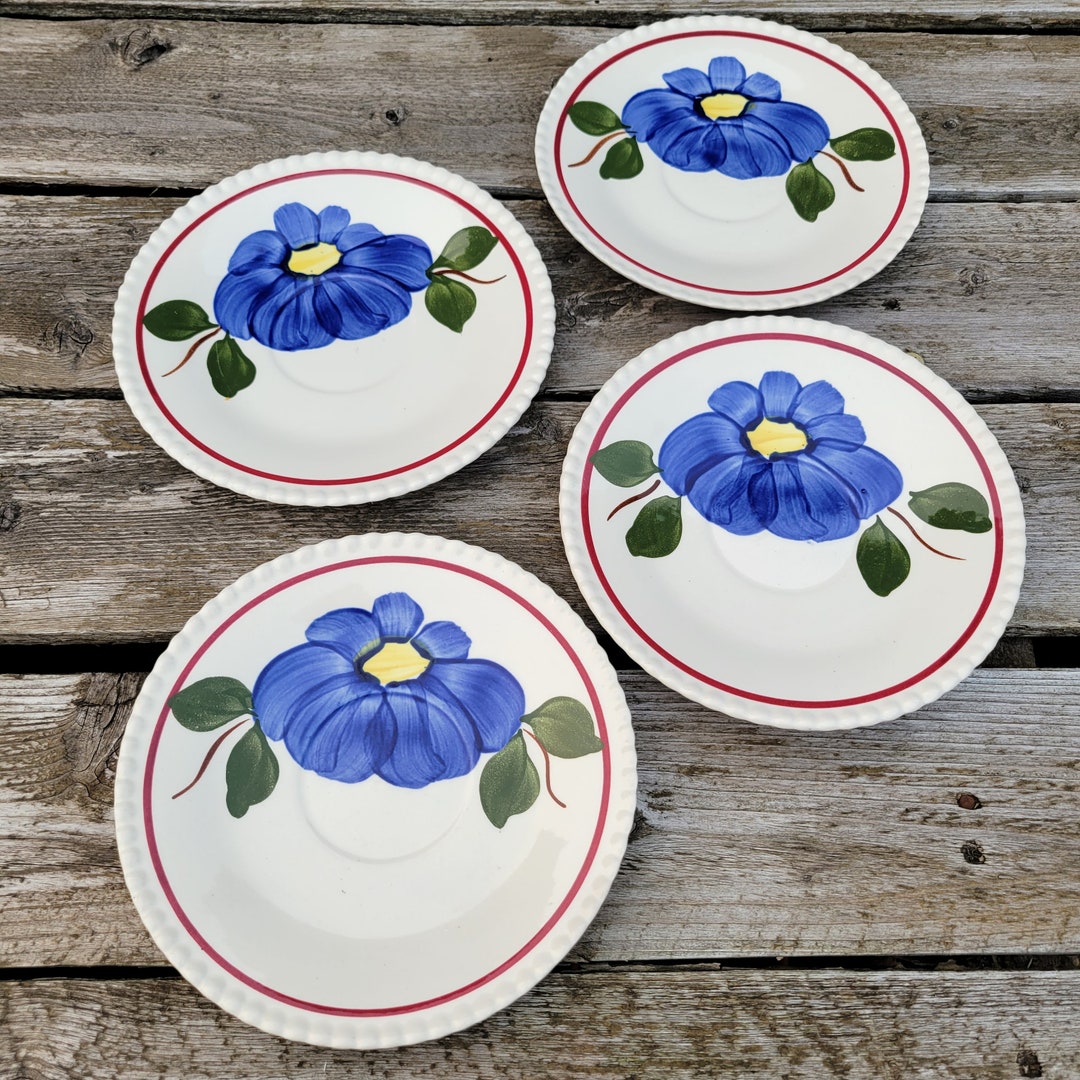 Vintage Blue Ridge Southern Pottery Inc "pom Pom" Saucers, Set of 4 ...