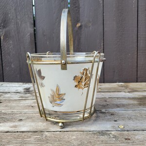 Vintage Libbey Starlyte Ice Bucket: Mid-century Golden Foliage Barware ...