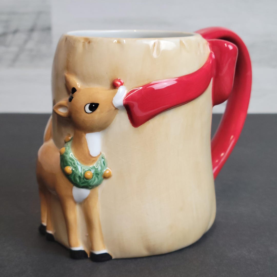 Vintage Lenox rudolph the Red Nose Reindeer Mug, Deer With Santa's Toy ...