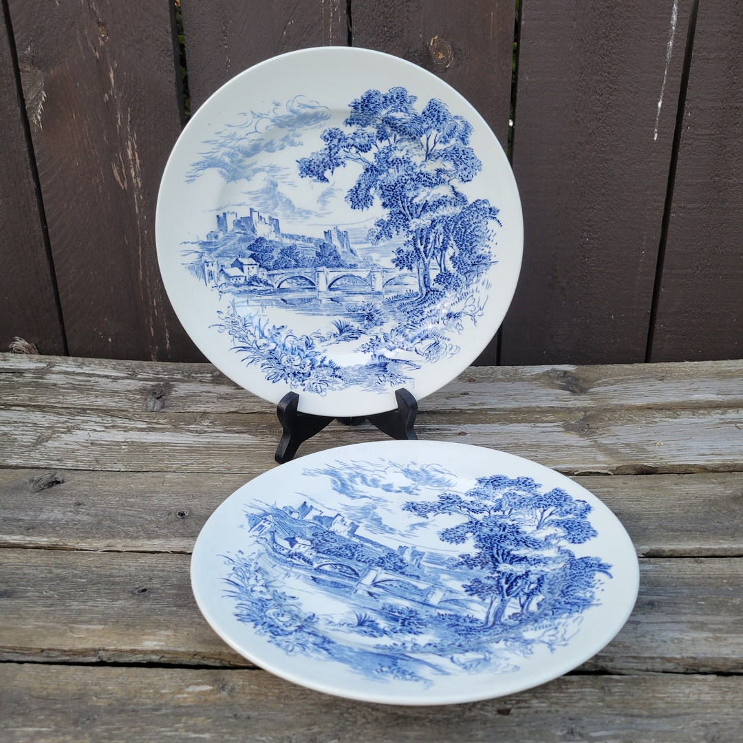 Vintage Wedgwood "countryside Blue" Dinner Plates, Set of 2, Blue and ...