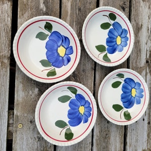 Vintage Blue Ridge Southern Pottery Inc pom Pom Saucers, Set of 4, Folk ...
