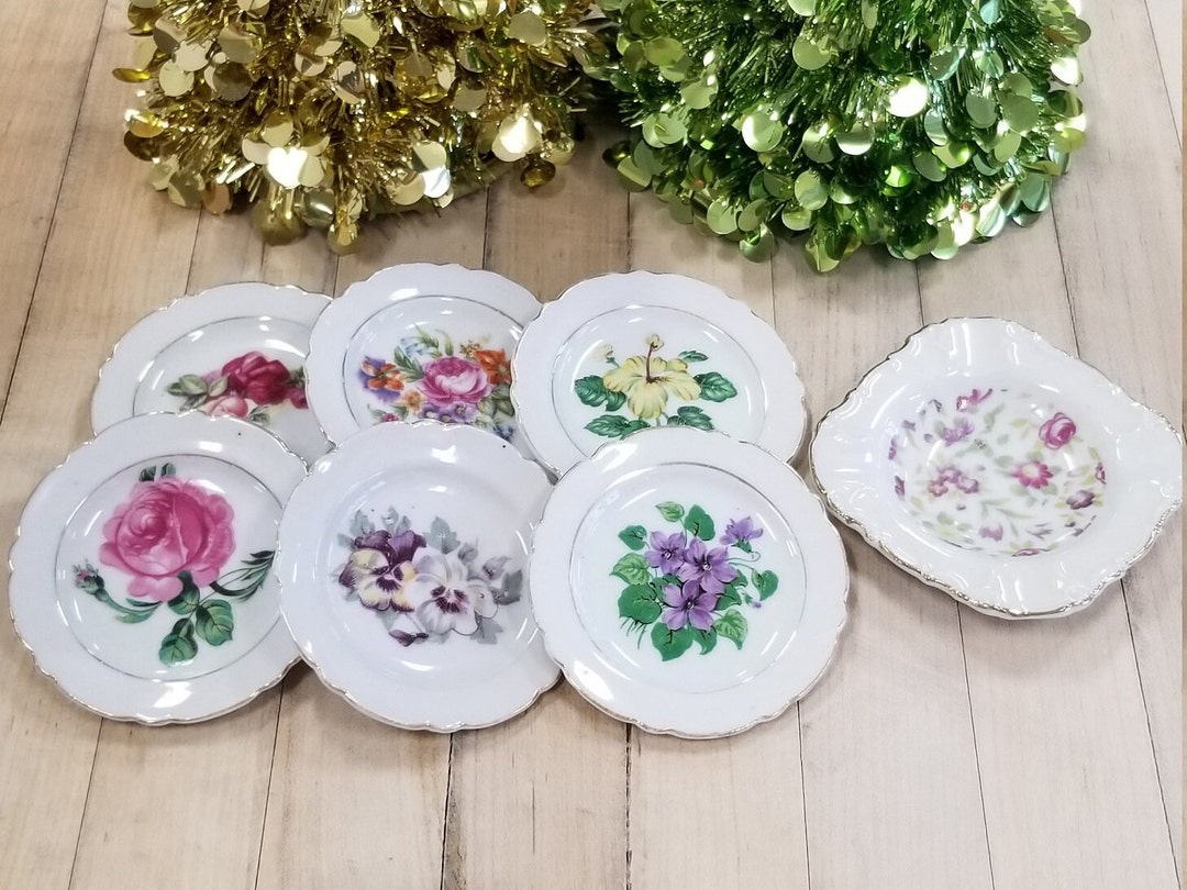 Vintage Victorian Porcelain Butter Pats, Set of 5 Round Transferware ...