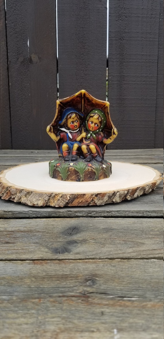 Vintage German wax Hummel-like sculpture molded wax candle | Etsy