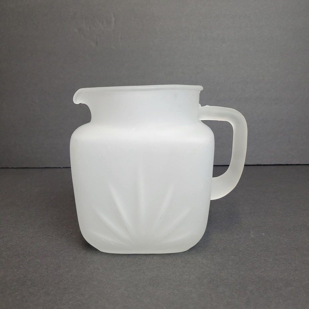 Vintage Federal Glass White Satin Frosted Pitcher,pressed Glass ...
