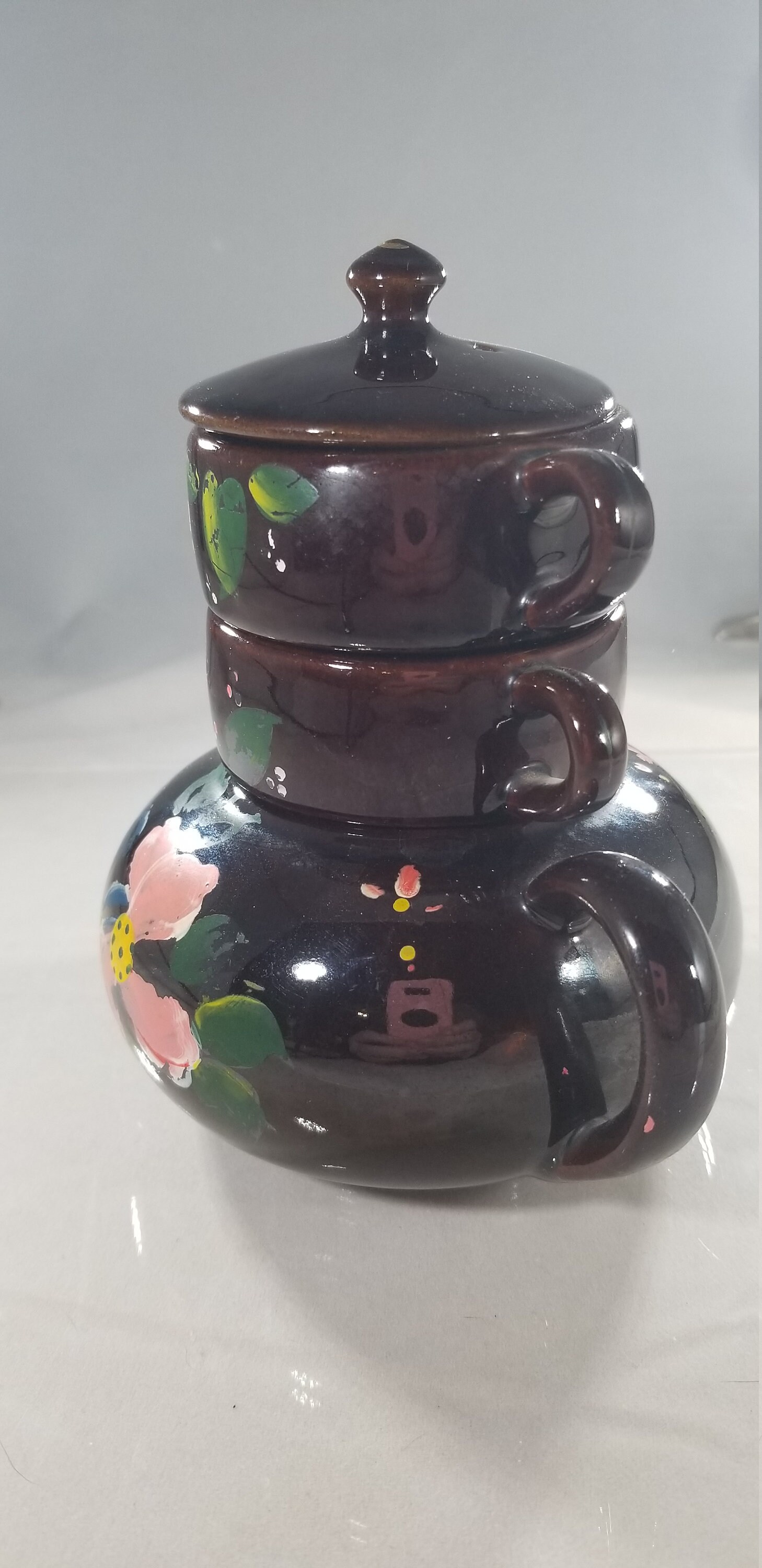 Vintage Japanese Redware Stacking Tea Set 3 Piece Tea | Etsy