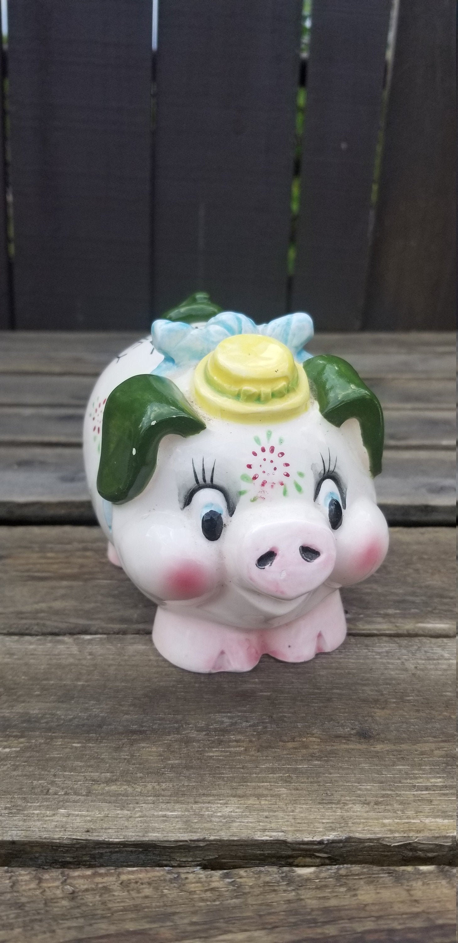 Vintage ceramic piggy bank handpainted made in Japan 1960s | Etsy
