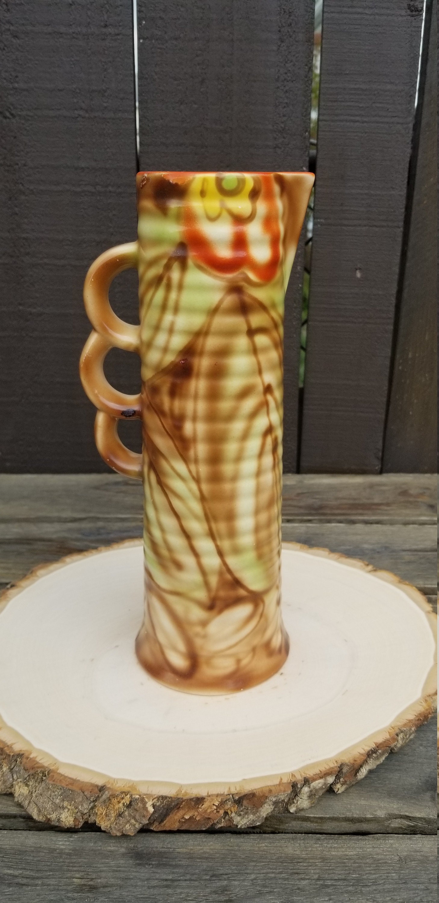 Vintage Longton Royal Art Pottery pitcher 1930s floral ribbed | Etsy