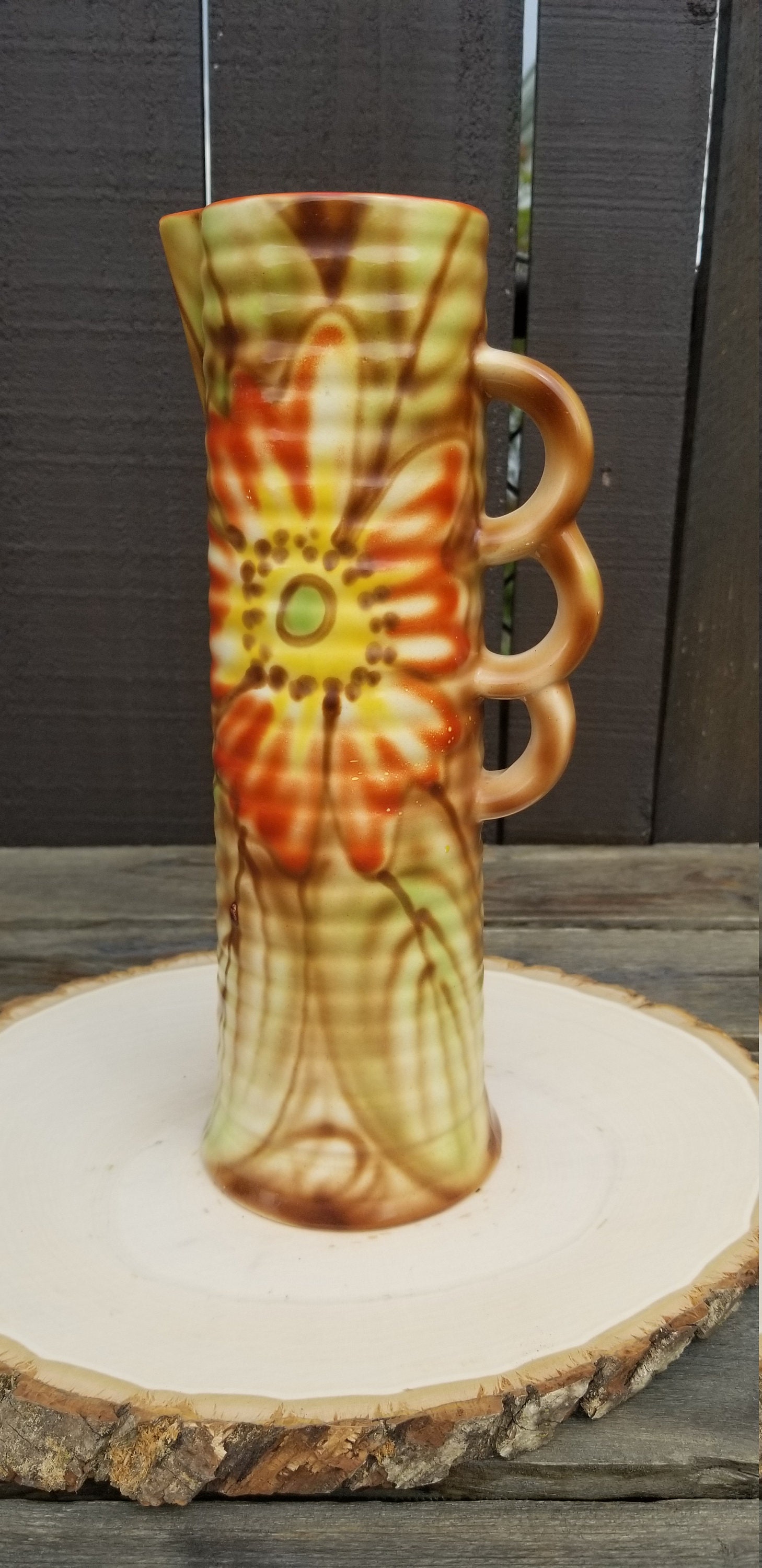 Vintage Longton Royal Art Pottery pitcher 1930s floral ribbed | Etsy