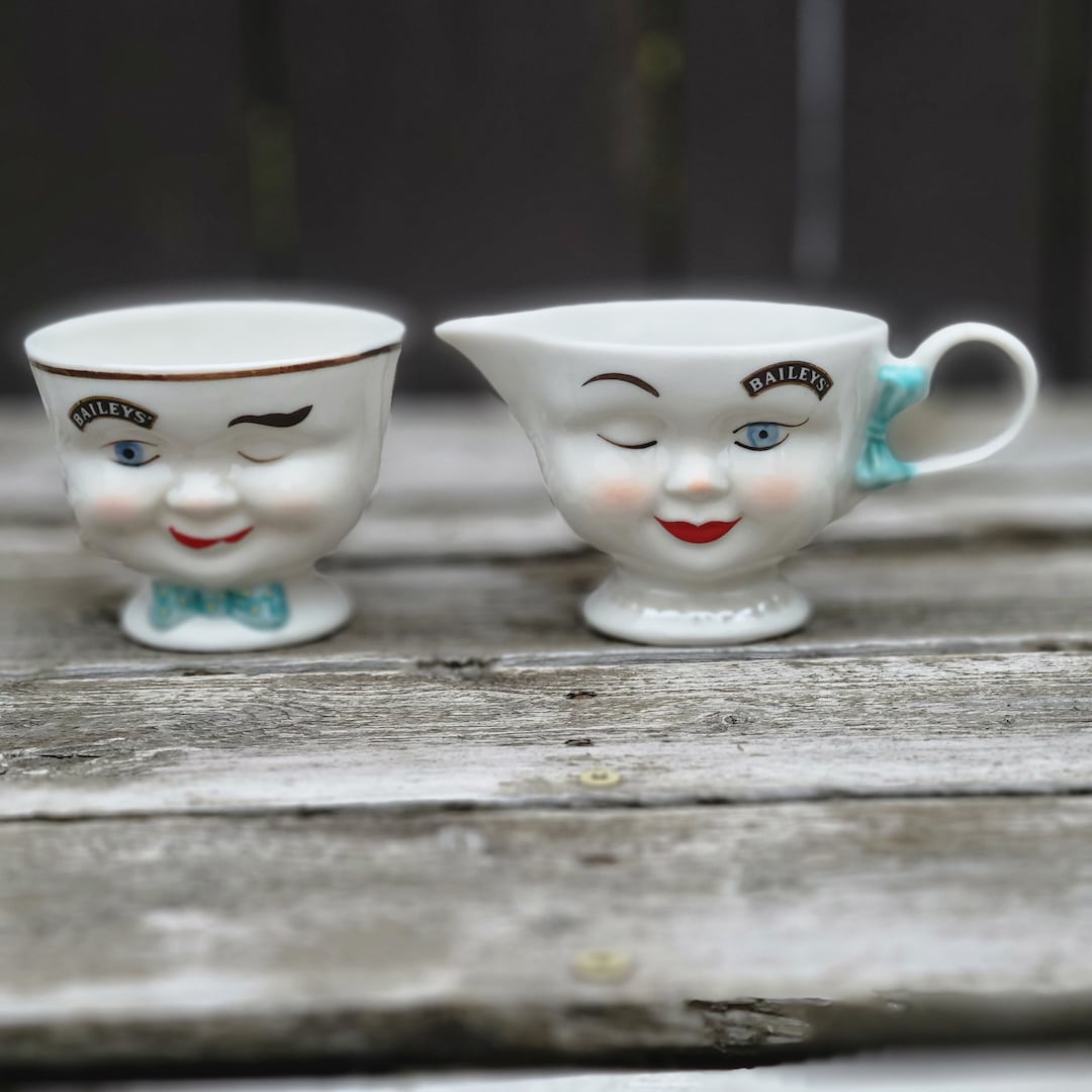 Baileys Winking Man and Woman Creamer and Sugar, Set of 2, 1996 Limited ...