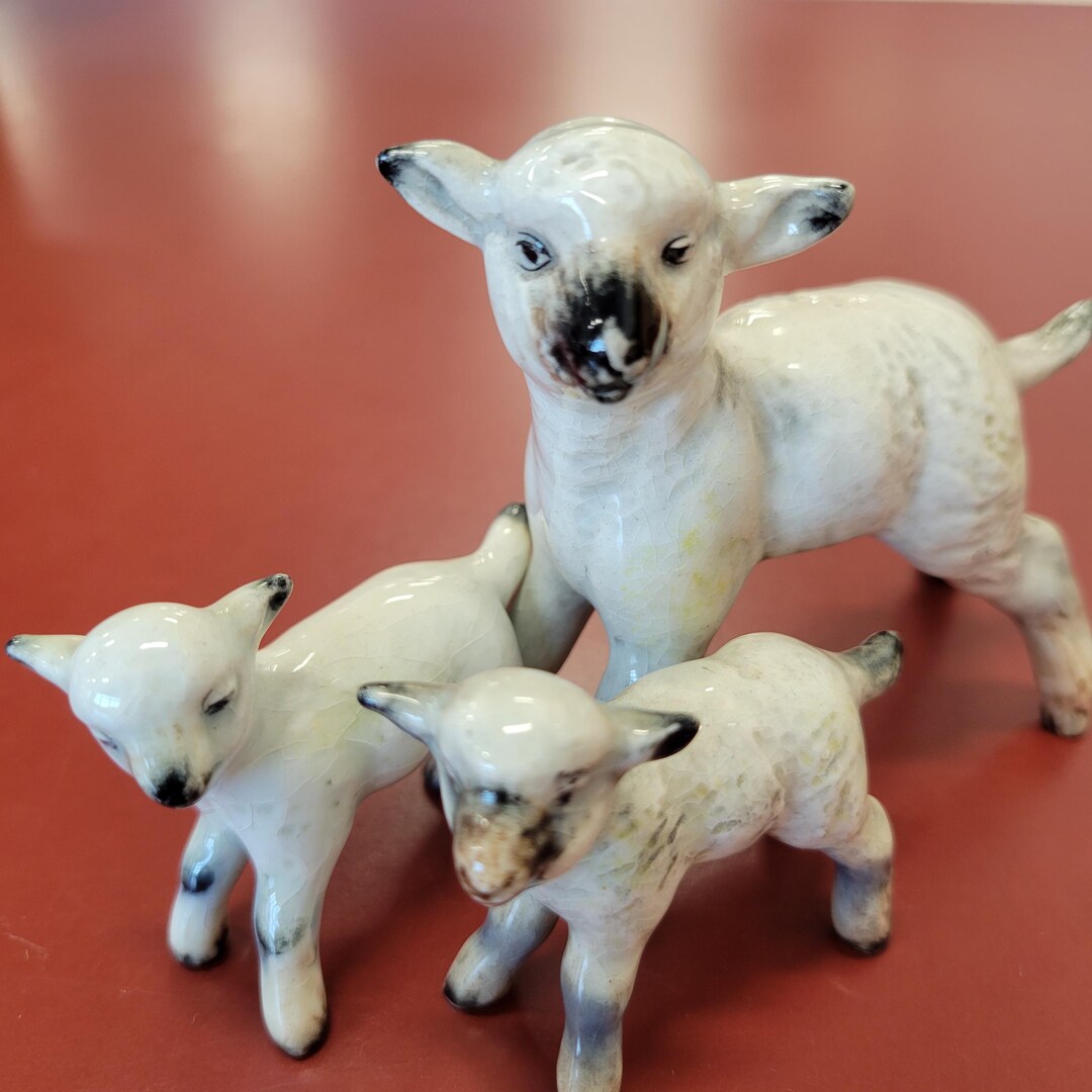 Vintage Beswick Porcelain Sheep Figurines, Set of 3, Modeler Arthur ...
