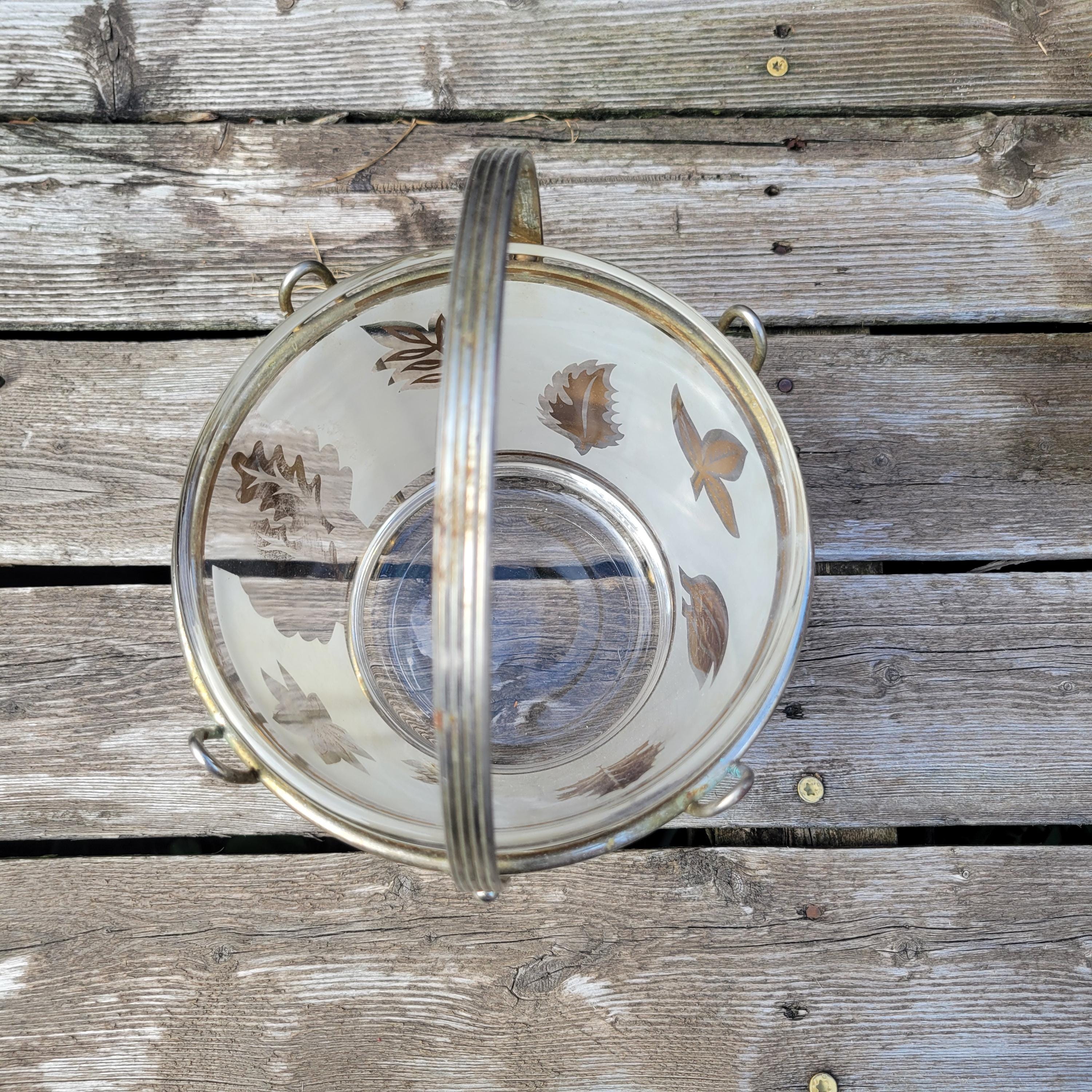 Vintage Libbey Starlyte Ice Bucket: Mid-century Golden Foliage Barware ...