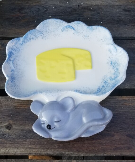 Vintage Mouse Dreaming of Cheese Plate Mid Century Cheese - Etsy