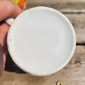 Vintage Ceramic Floral Stacking Mugs, Two Finger Handles, Made in Japan ...