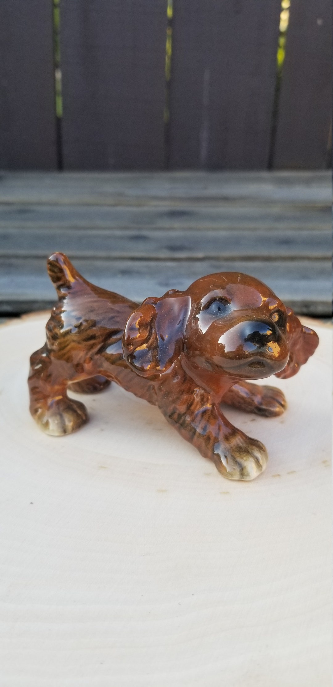 Vintage Goebel Cocker Spaniel Figurine, Porcelain Handpainted Brown Dog ...
