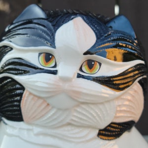 Vintage Goebel Porcelain Cat, Persian Black White and Pink, Signed by ...