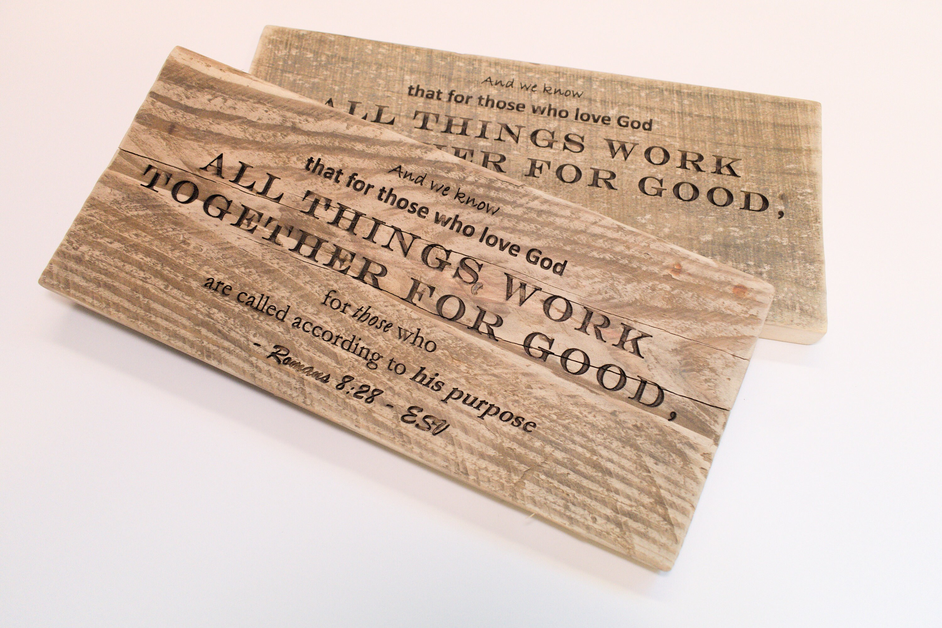 Romans 8:28 Wall Art Rustic Wooden Sign With Engraved Bible Verse Home ...