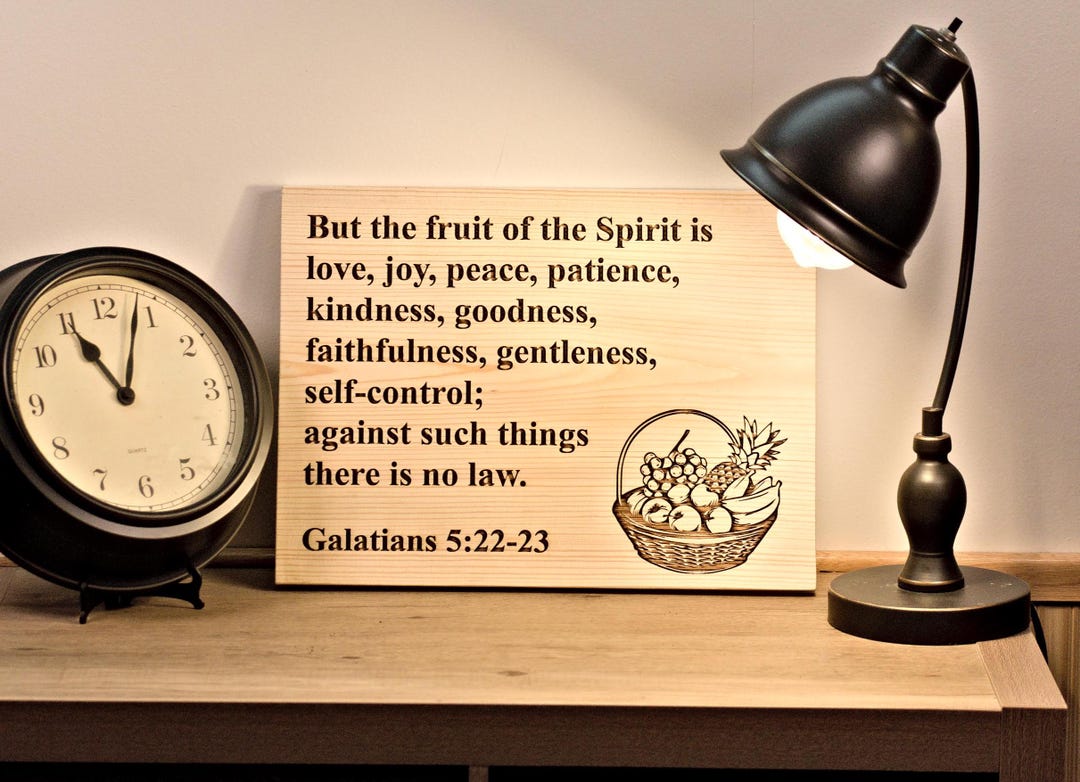 Galatians 5:22-23 Bible Verse Wall Art – Laser-engraved Wooden Plaque ...