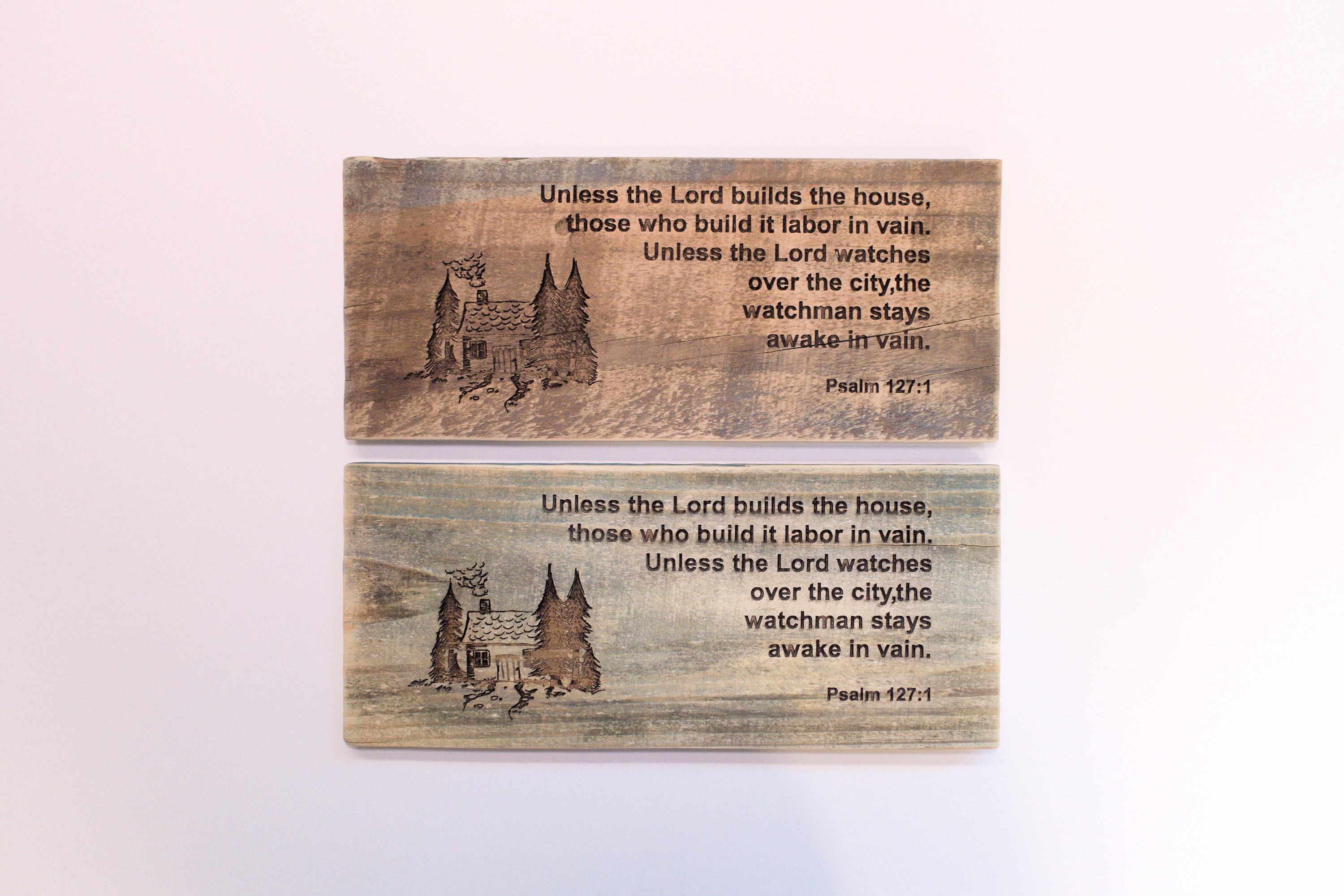 Psalm 127:1 Engraved Wooden Sign | Rustic Bible Verse Decor - Etsy