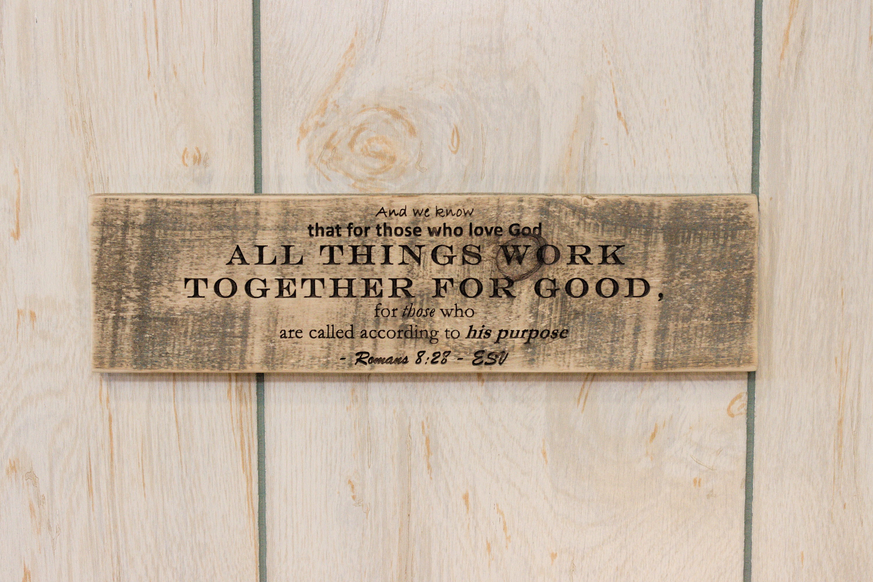 Romans 8:28 Wall Art Rustic Wooden Sign With Engraved Bible - Etsy