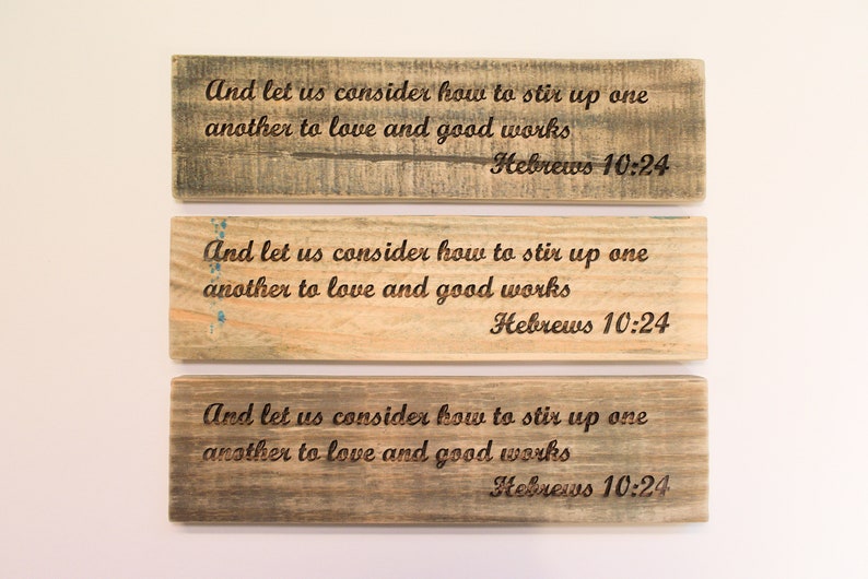 Hebrews 10:24 Wall Art | Rustic Wooden Sign Engraved Bible Verse Home ...
