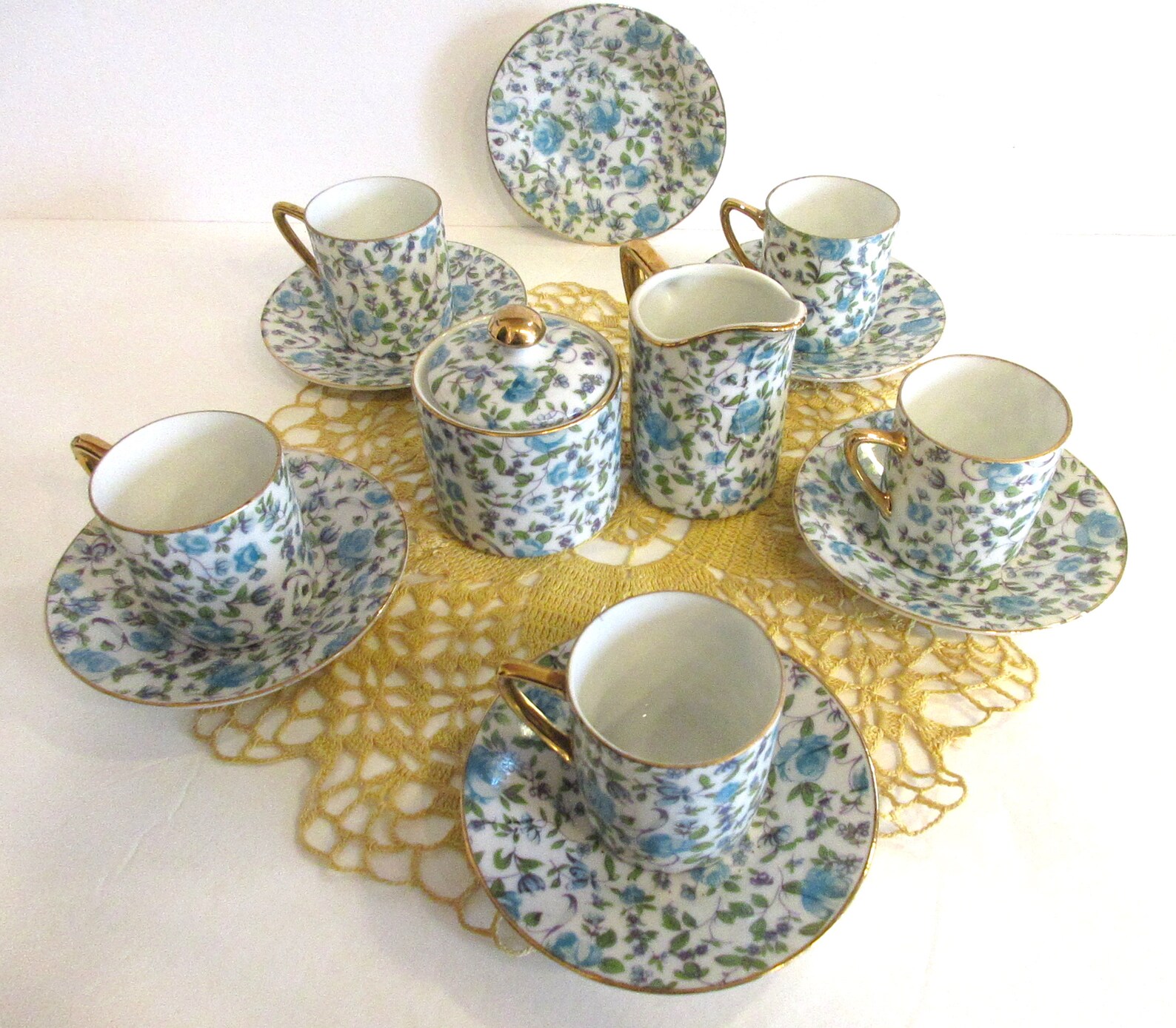 Crown Royal DEVON ROSE Demitasse Chintz Dessert Tea Espresso Set/ 6 ...