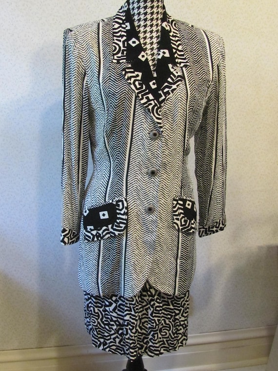 Funky Cool 1980s 2-Piece Long Jacket & Skirt Suit by … - Gem