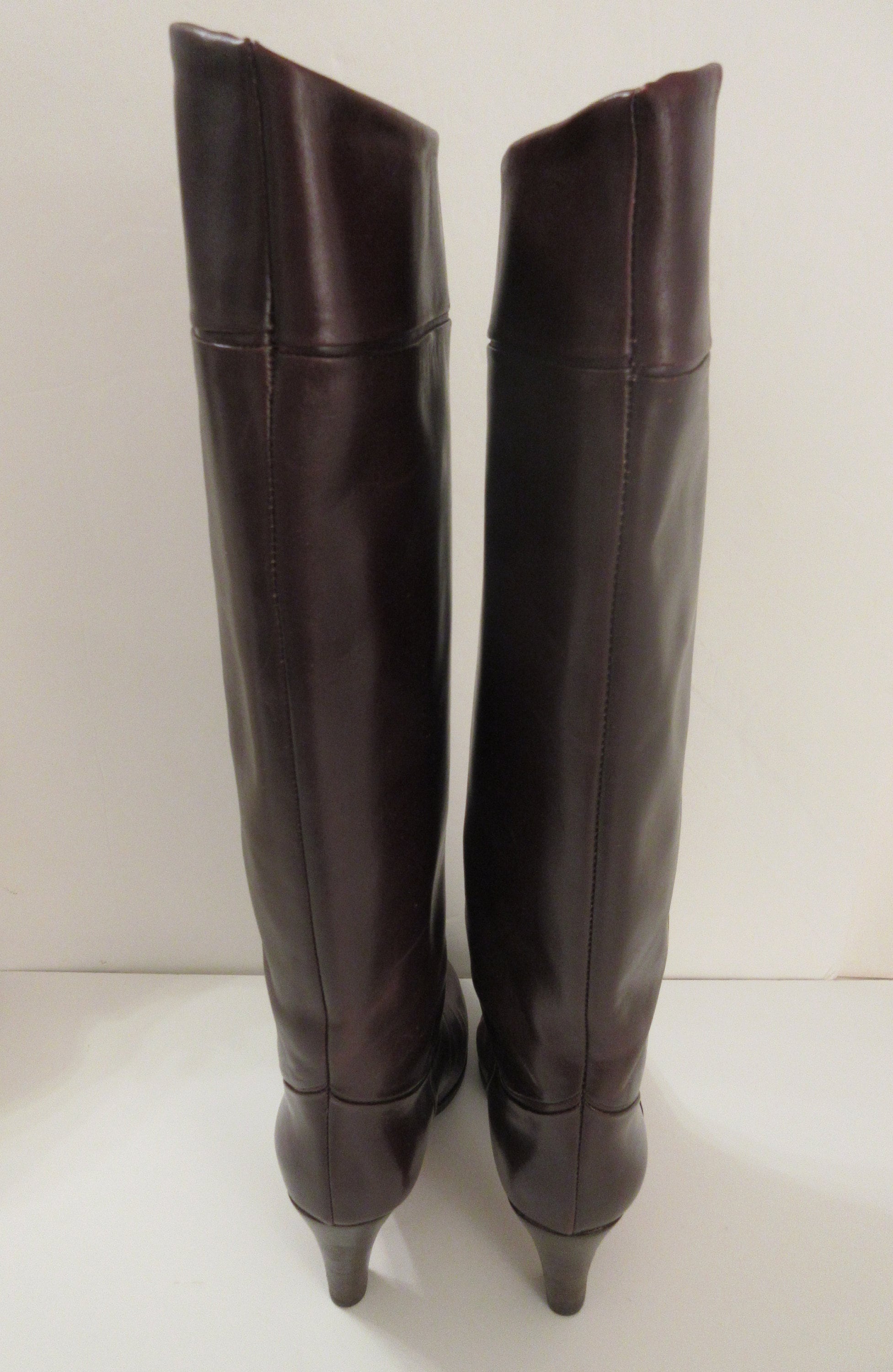 Vintage 1980s Sexy Tall High Heel Cordovan Color Italian Leather Boots ...