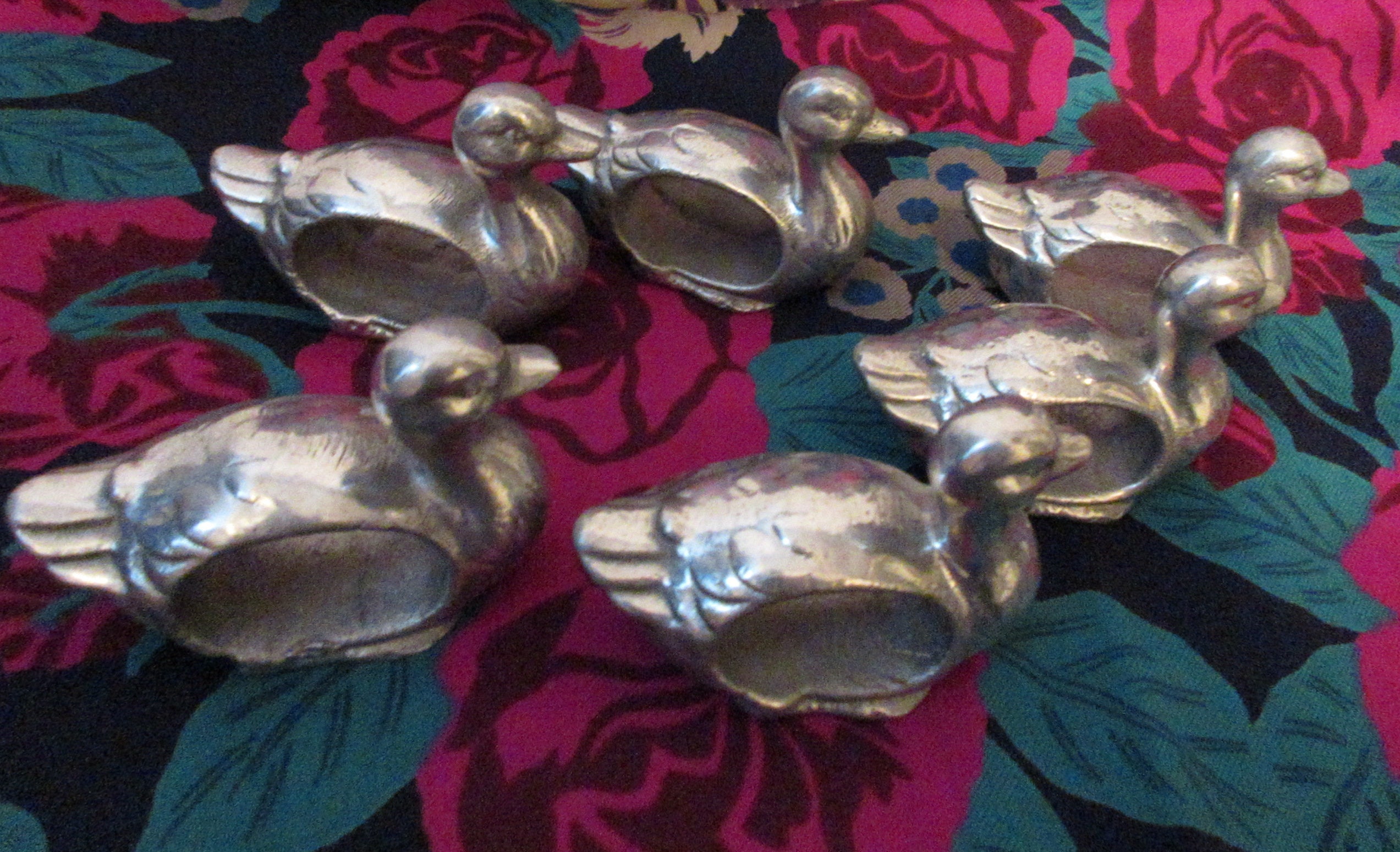 Vintage Mid-century Silver Tone Pewter Duck Napkin Rings Set - Etsy
