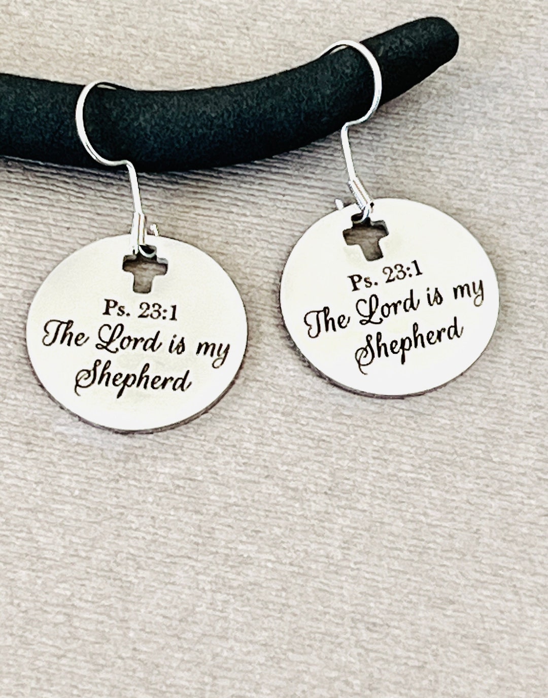 Psalm 23 Bible Verse Faith Earrings Engraved Stainless Steel - Etsy