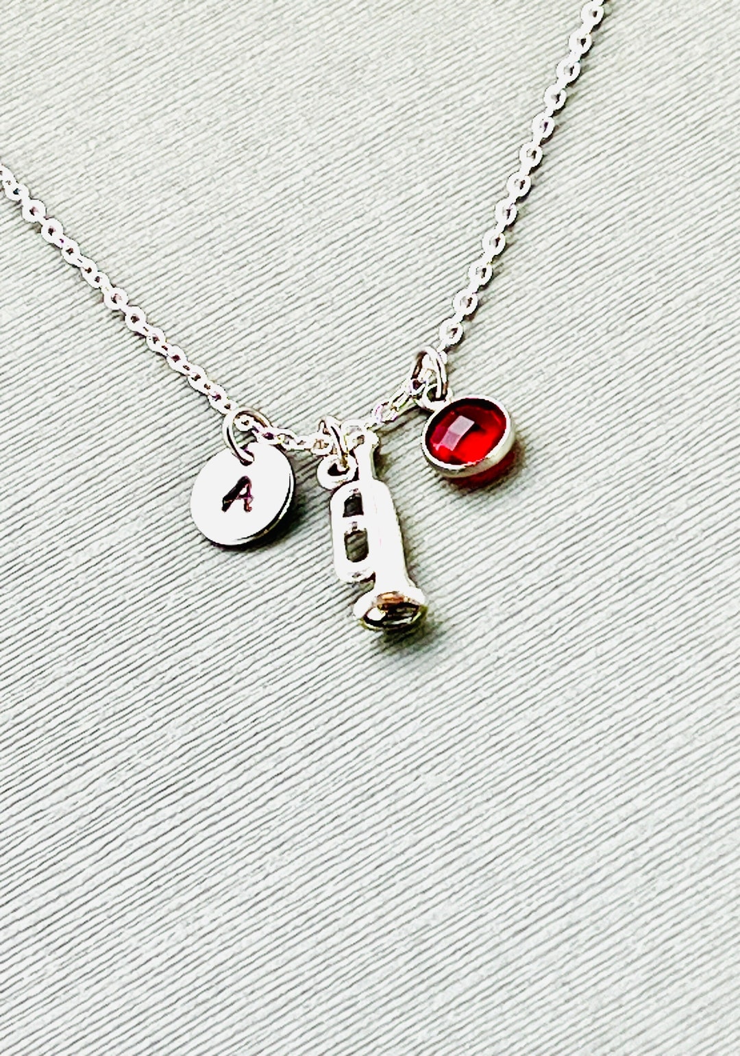 Silver Trumpet Necklace, Silver Trumpet Charm, Musical Instrument, Band ...