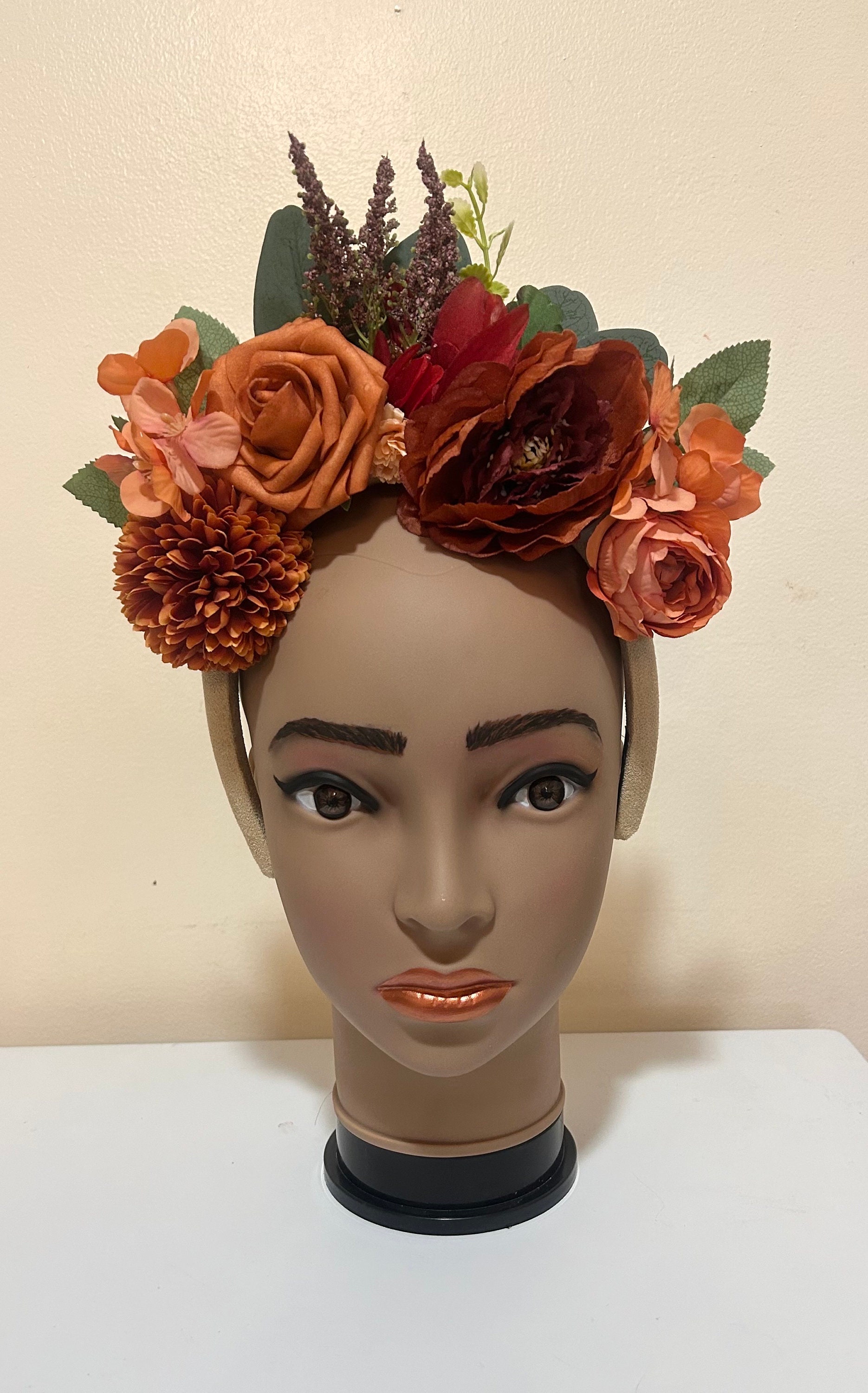 Faux Rustic Flower Crown Frida Kahlo Flower Crown Boho Fall Colors ...