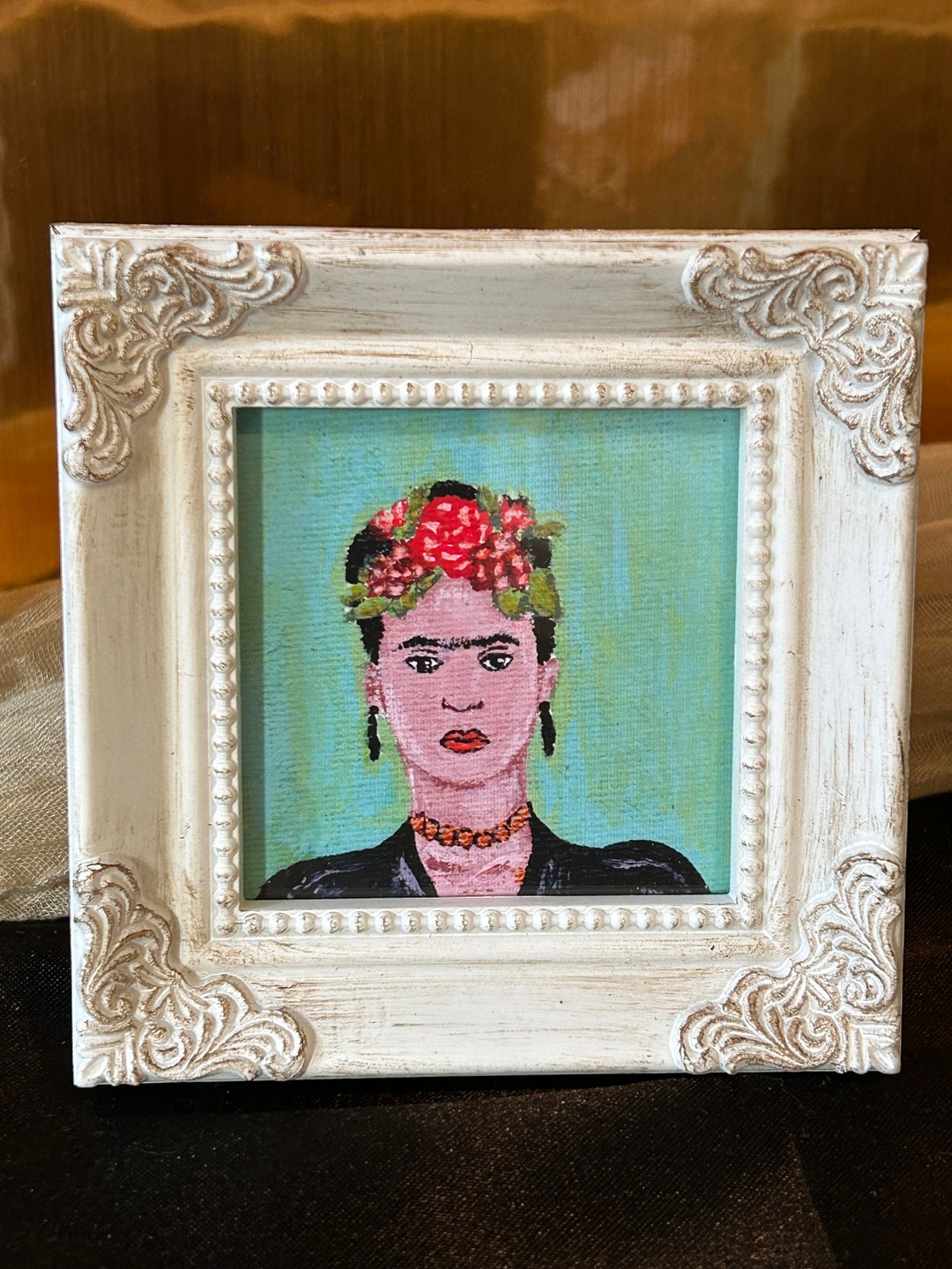 Frida Kahlo Portrait Framed Original Art Print Miniature Art - Etsy