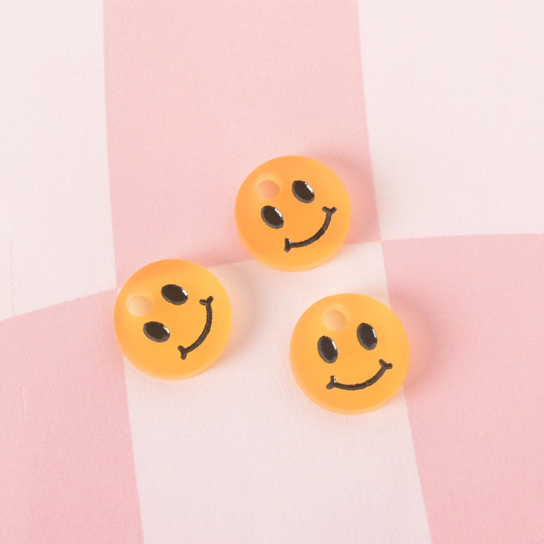 Smiley Face Charm: Acrylic Mini Accessory for Keychain or Bracelet - Etsy