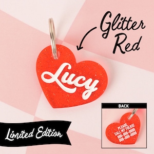 Lucy Heart Personalized Pet Tag | Custom Acrylic Pet ID Tag | Engraved ...