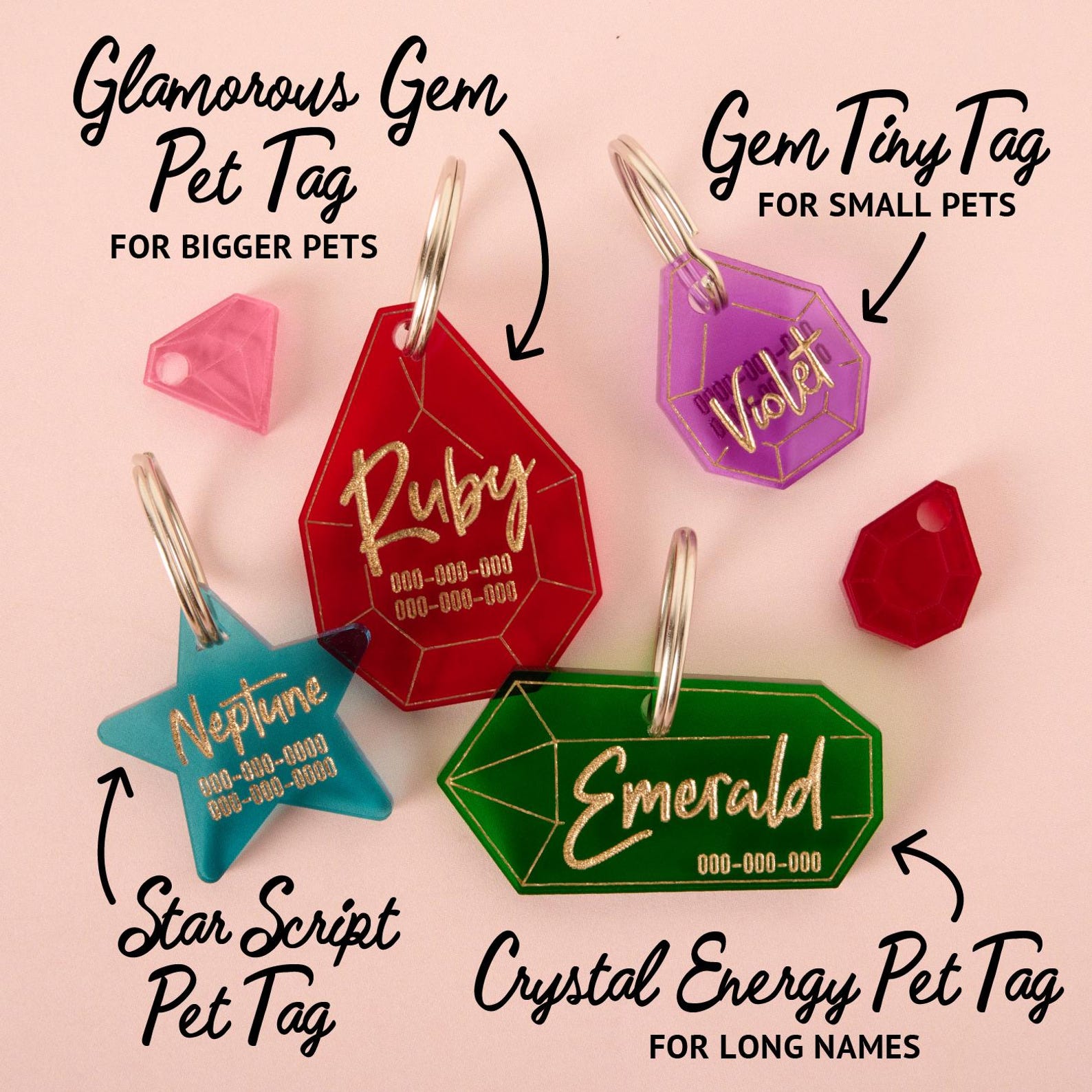 Crystal Energy Personalized Pet Tag, Fancy Cat and Dog ID Tag - Etsy