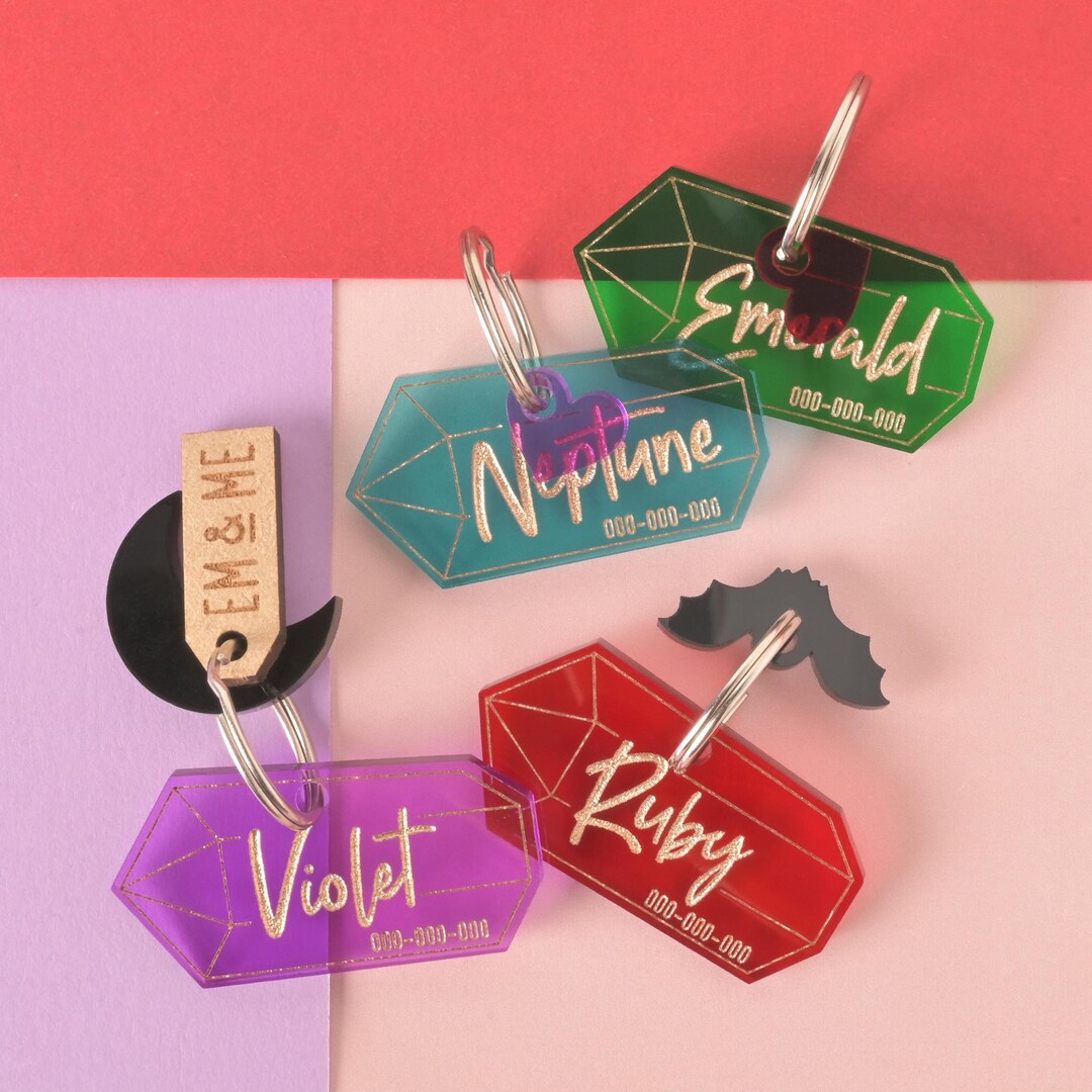 Crystal Energy Personalized Pet Tag, Fancy Cat and Dog ID Tag - Etsy
