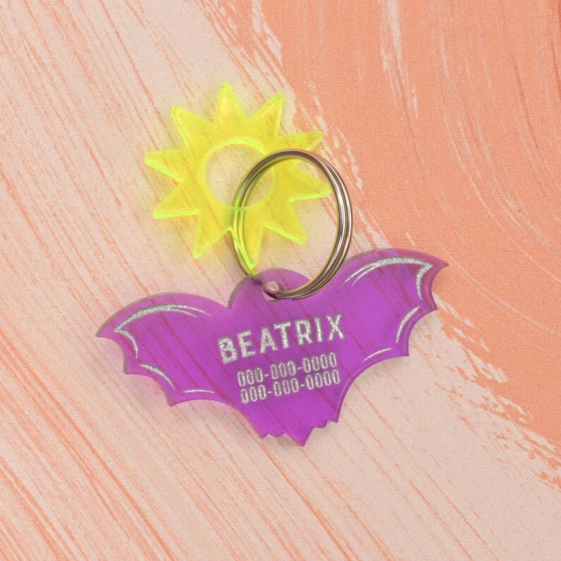 Bat Personalized Pet Tag Goth Style Creepy Pup Halloween - Etsy