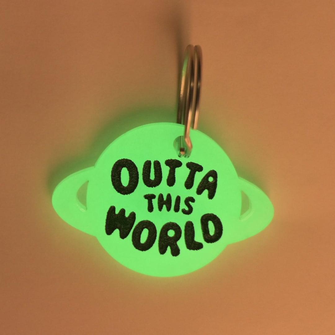 Glow in the Dark Saturn Pet Tag: Personalized Space Cat & Dog ID - Etsy