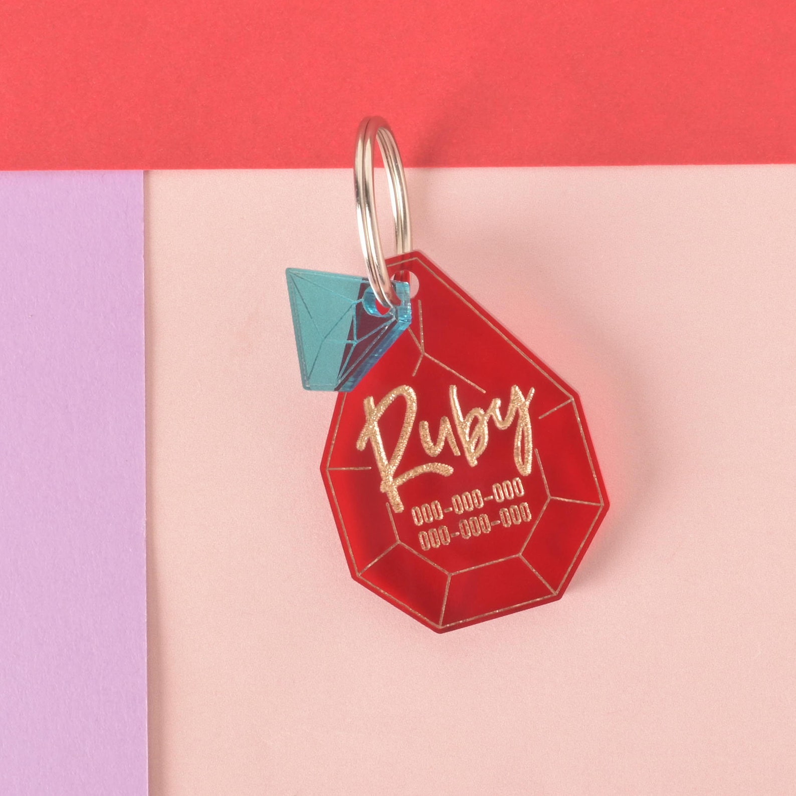 Glamorous Gem Personalized Pet Tag, Fancy Cat and Dog ID Tag, Ruby - Etsy
