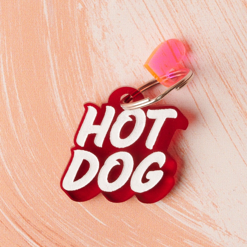 Hot Dog Personalized Pet Tag Summer Dog ID Wiener Dog Ready - Etsy