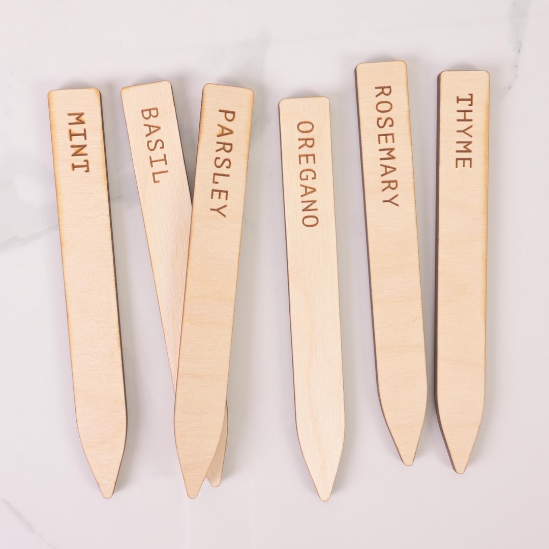 Plant Markers, Set of 6, Vegetable and Herb Garden Styles, Wood With ...