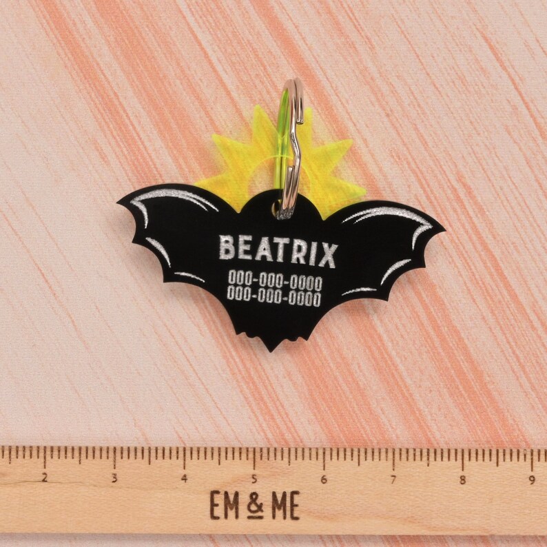 Bat Personalized Pet Tag Goth Style Creepy Pup Halloween - Etsy