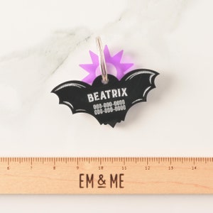 Bat Personalized Pet Tag, Goth Style, Creepy Pup, Halloween Cat and Dog ...