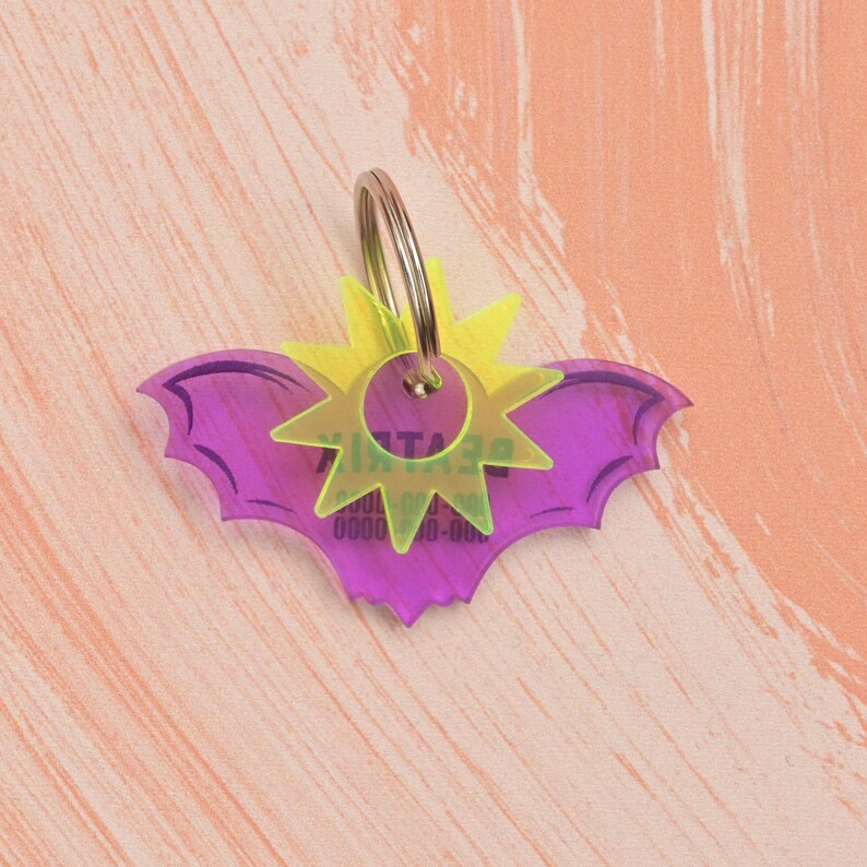 Bat Personalized Pet Tag Goth Style Creepy Pup Halloween - Etsy