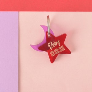 Star, Script, Small Personalized Pet Tag, Cat and Dog ID Tag - Etsy