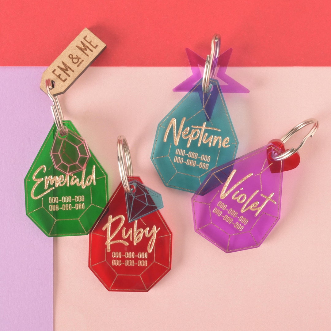 Glamorous Gem Personalized Pet Tag, Fancy Cat and Dog ID Tag, Ruby - Etsy