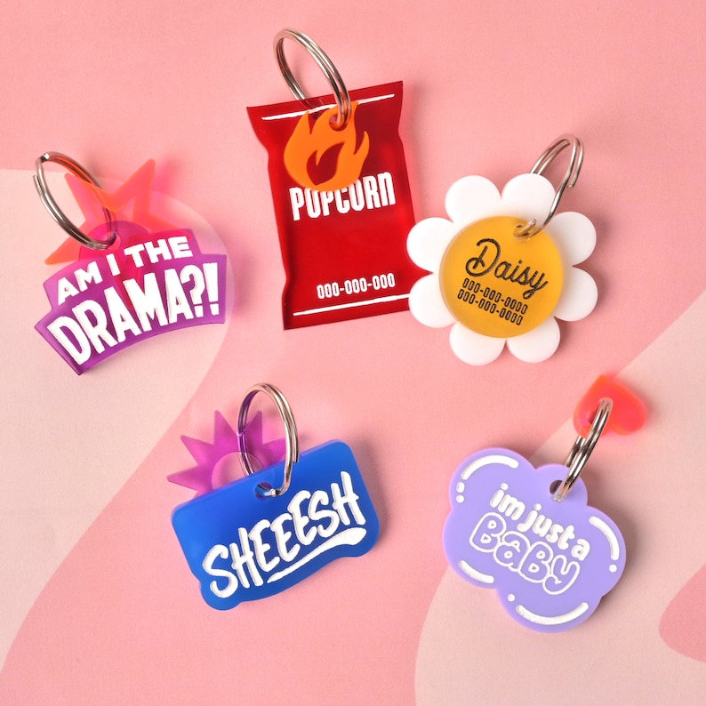 Daisy Flower Personalized Pet Tag ID Tag With Style Summer - Etsy